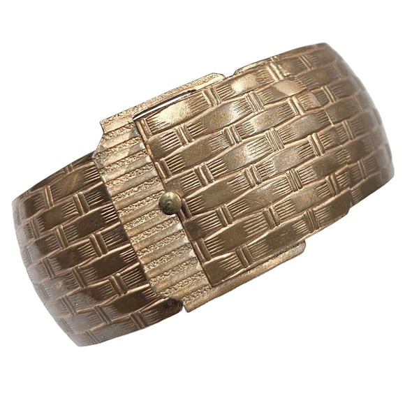 Unsigned | Jewelry | Vintage Unsual Copper Mcm Wide Basket Weave Buckle ...